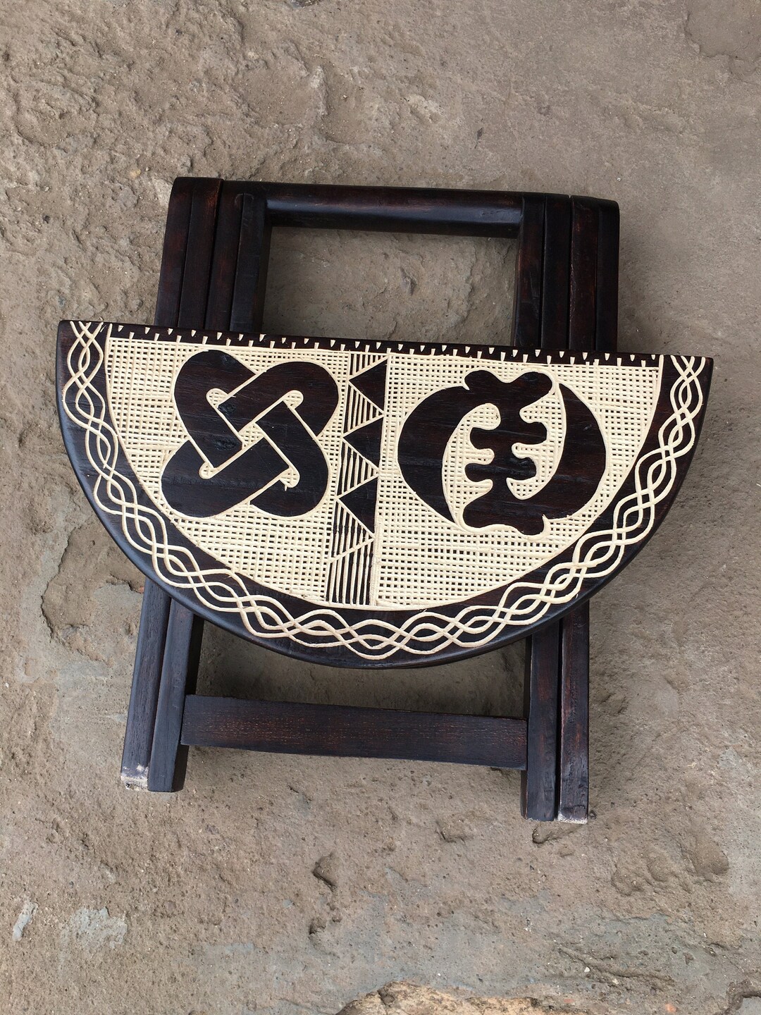 African Vintage Coffee Table | African Foldable Table | Adinkra Symbol ...