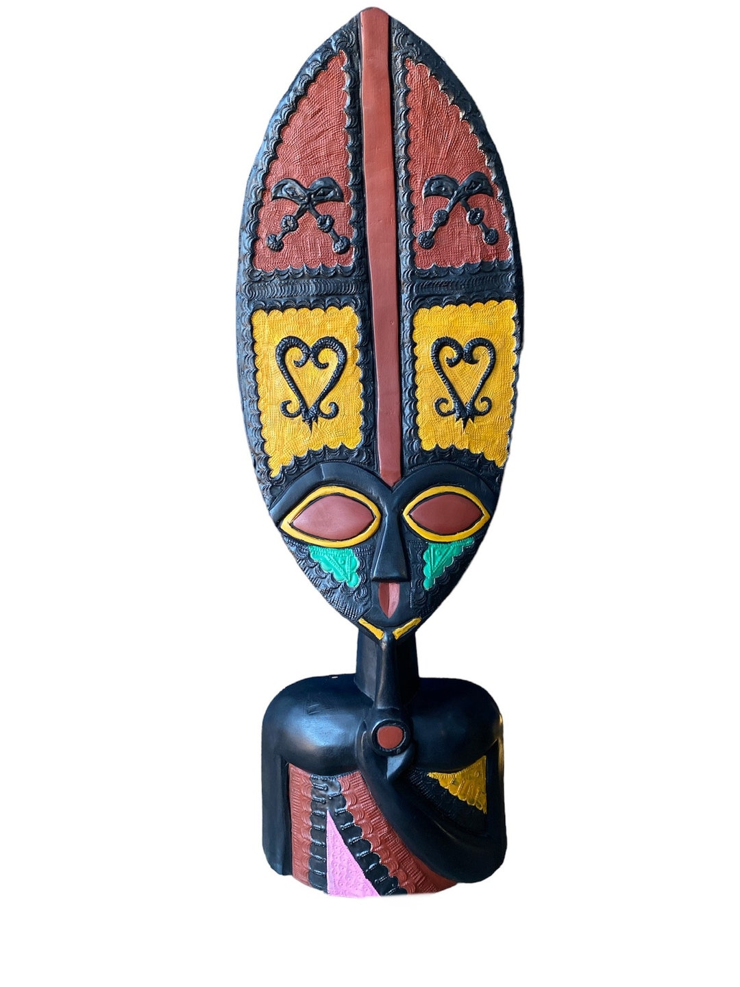 Adinkra Wooden Sculpture, Adinkra Large Wooden Statue, African Wooden ...