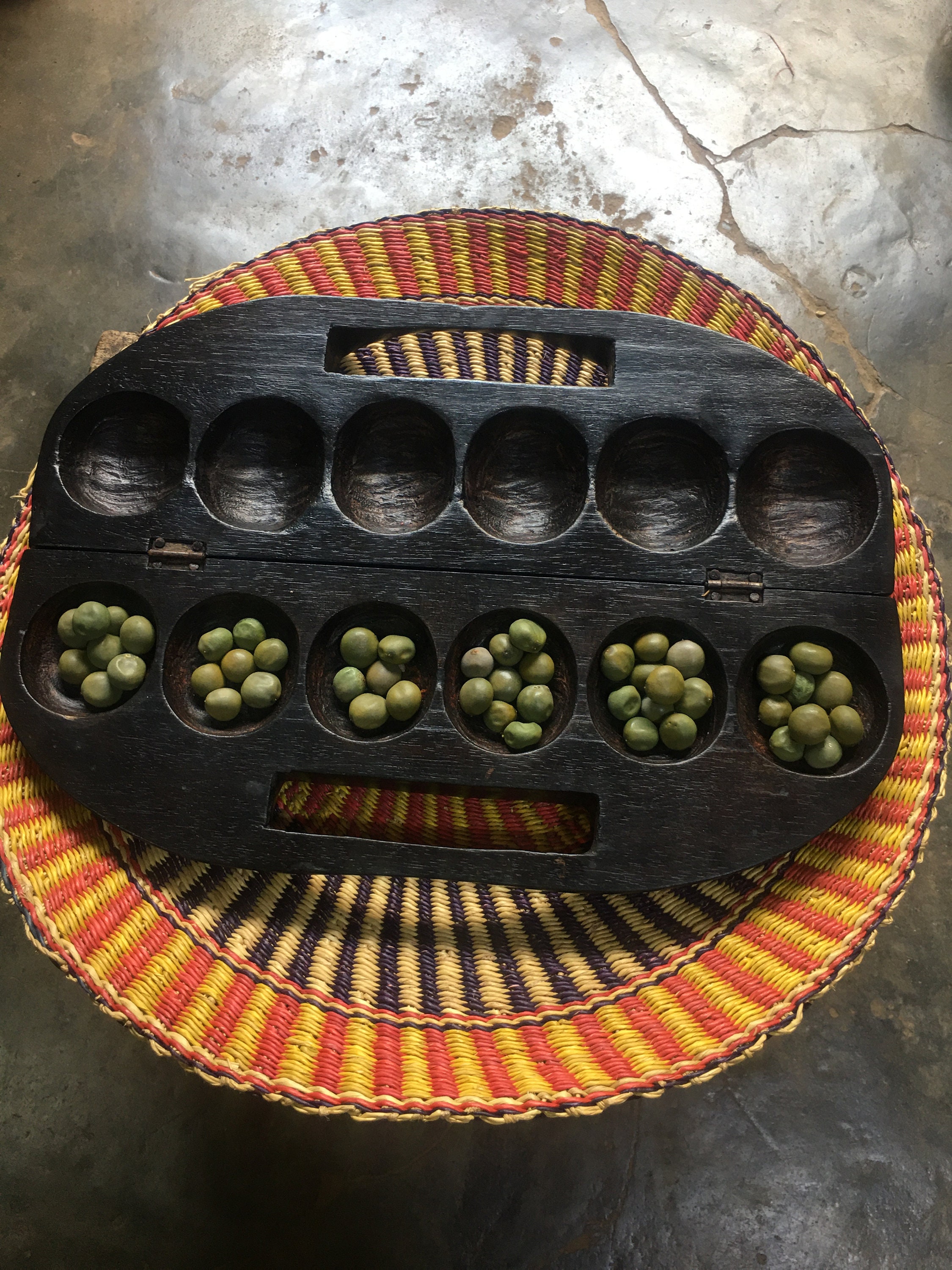 Mancala Board Game, Hand Carved Oware, Wooden Board Game, Africa Oware ...