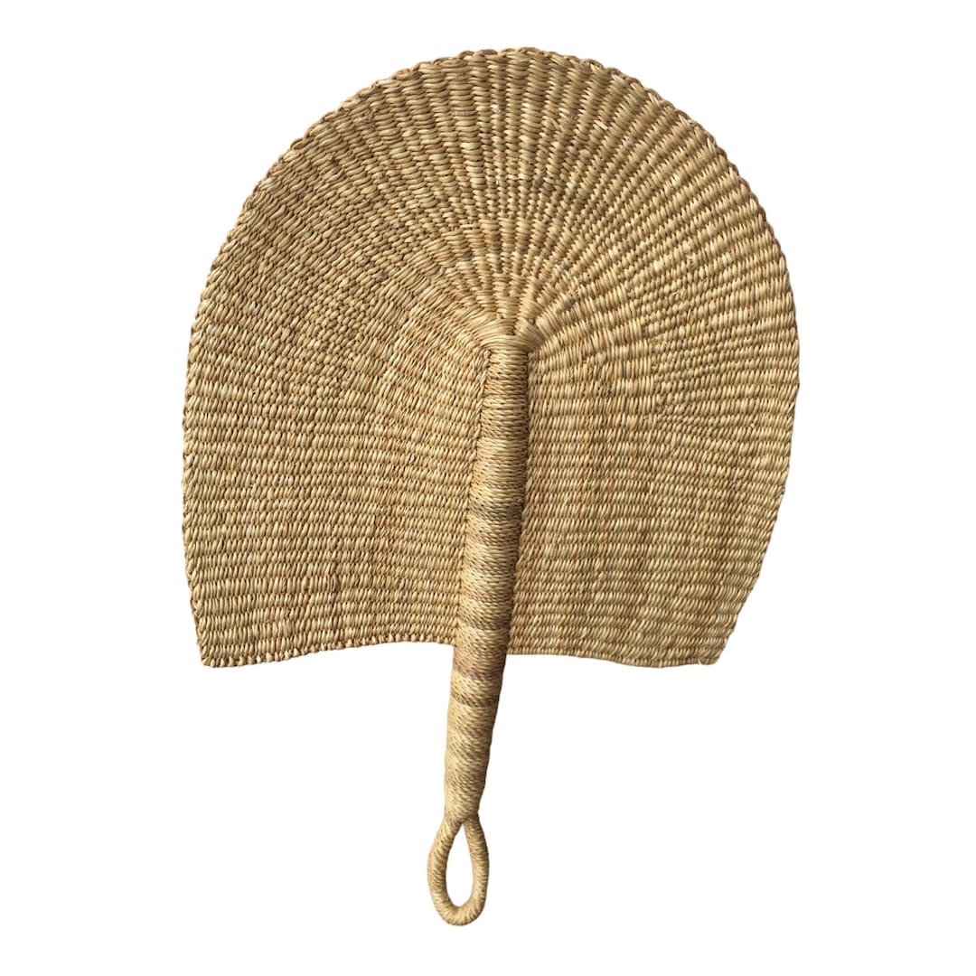 African Woven Fan, Wall Hanging Fan, Woven Hand Fan, Bolga Fan, Natural ...