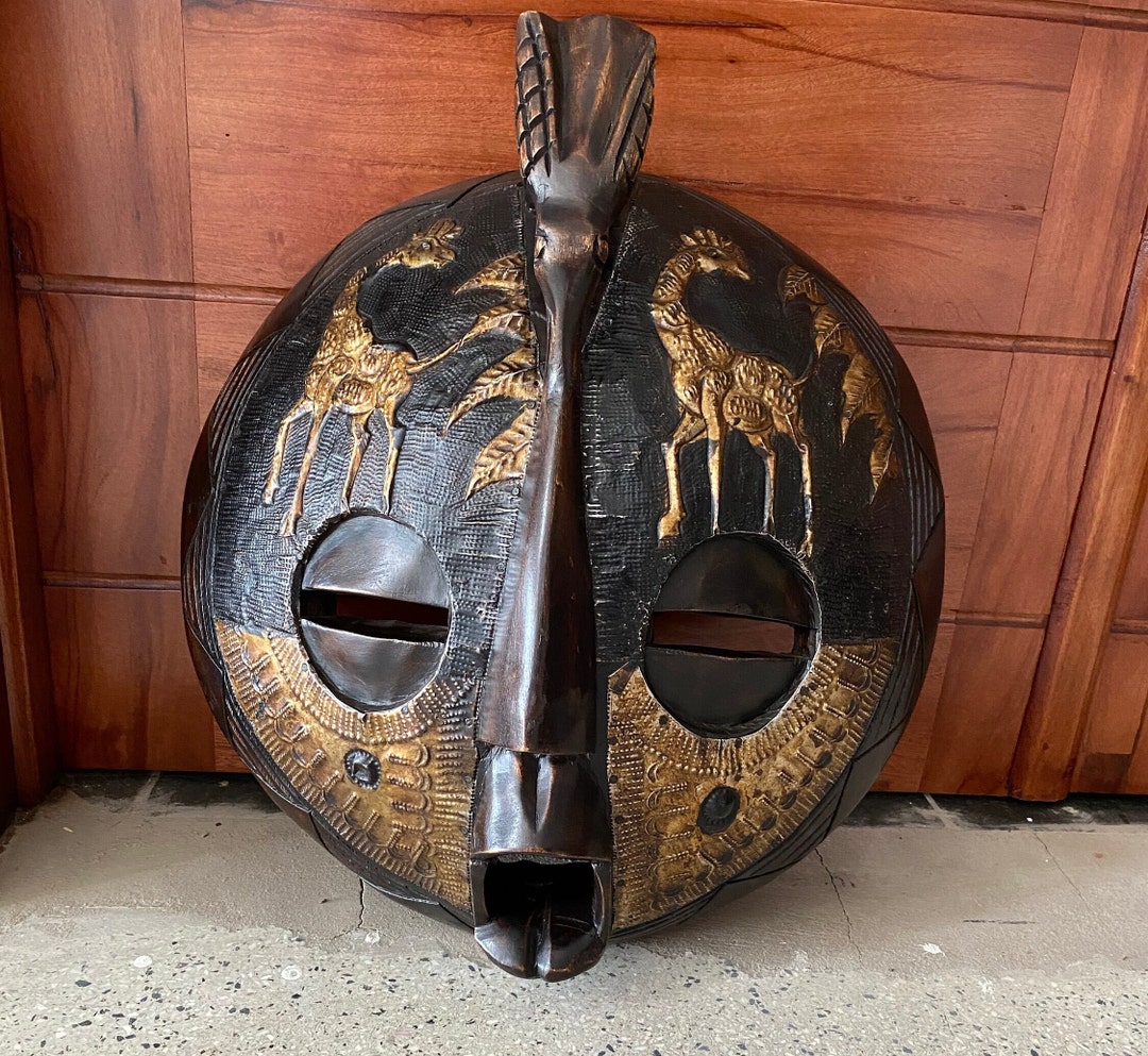 Large Round Wooden Mask, African Wooden Mask, Wall Hanging Wooden Mask ...