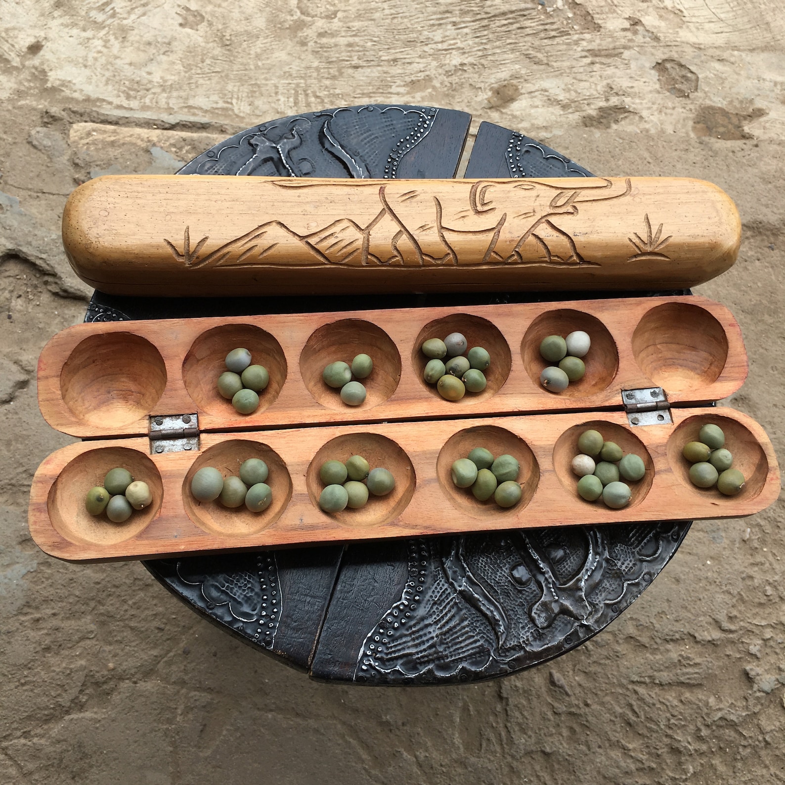 Mancala Board Game | Oware Wood Board Game | Handmade Oware Board | - Etsy