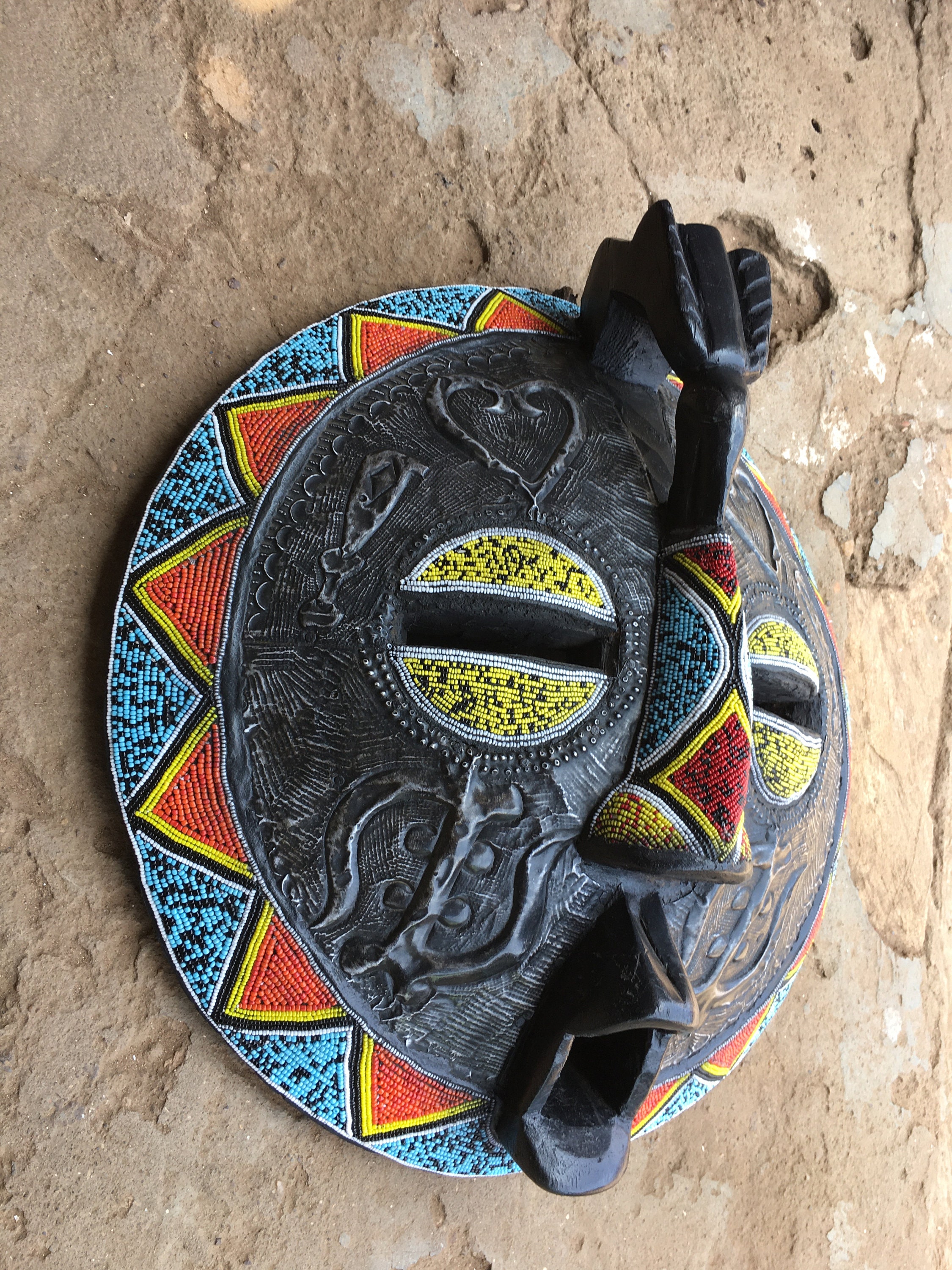 Large African Beaded Mask, African Mask for Wall, Home Decor African ...