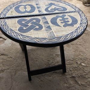 African Vintage Coffee Table | African Foldable Table | Adinkra Symbol ...
