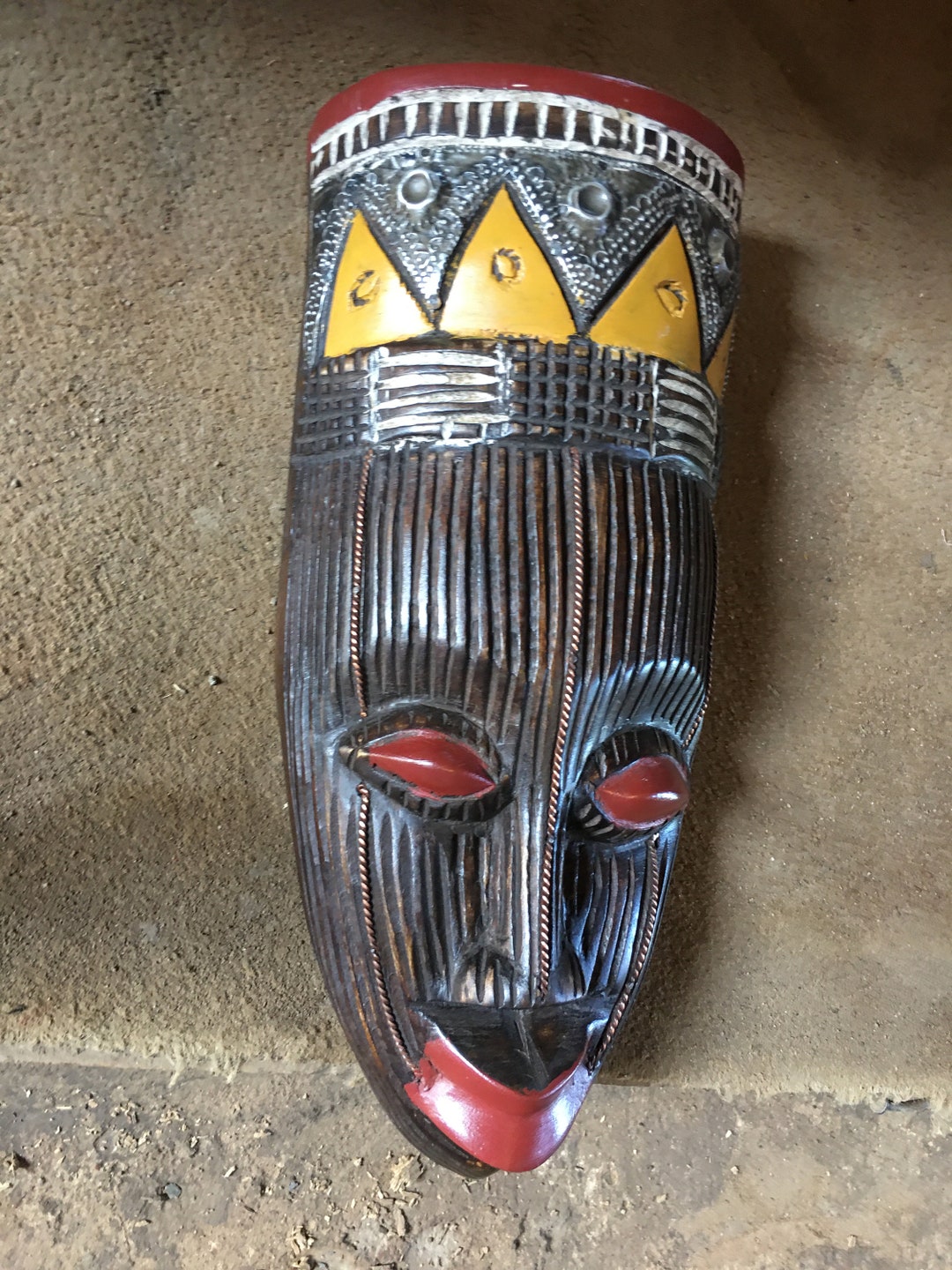 African Wooden Mask Wall Hanging Wooden Mask African Wall Decor Masks ...