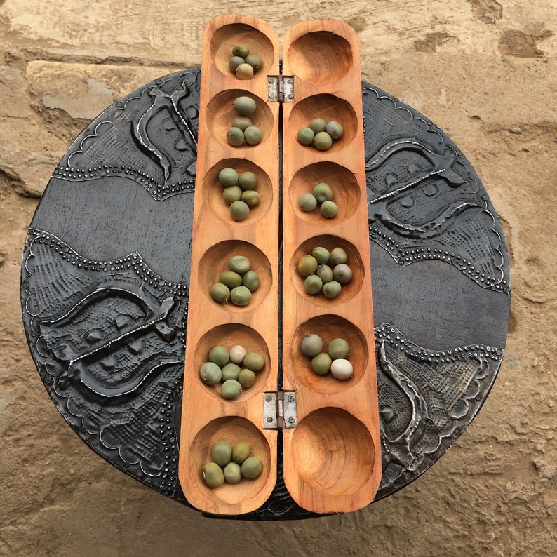 Mancala Board Game | Oware Wood Board Game | Handmade Oware Board | - Etsy