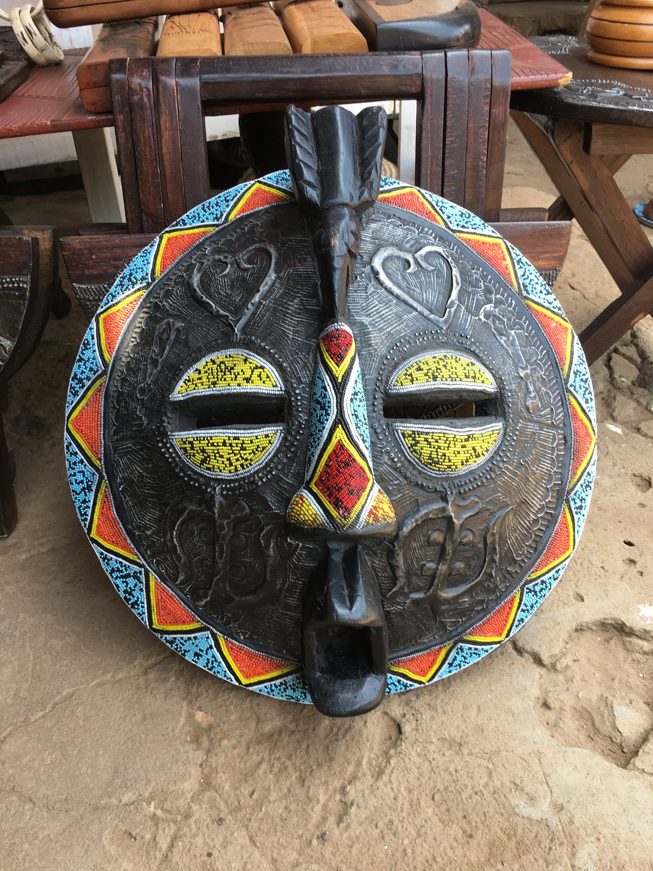Large African Beaded Mask African Mask for Wall Home Decor - Etsy
