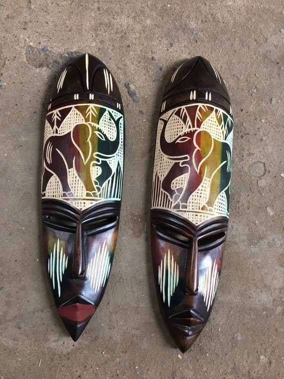 Elephant Mask for Wall African Wooden Mask for Wall | Etsy