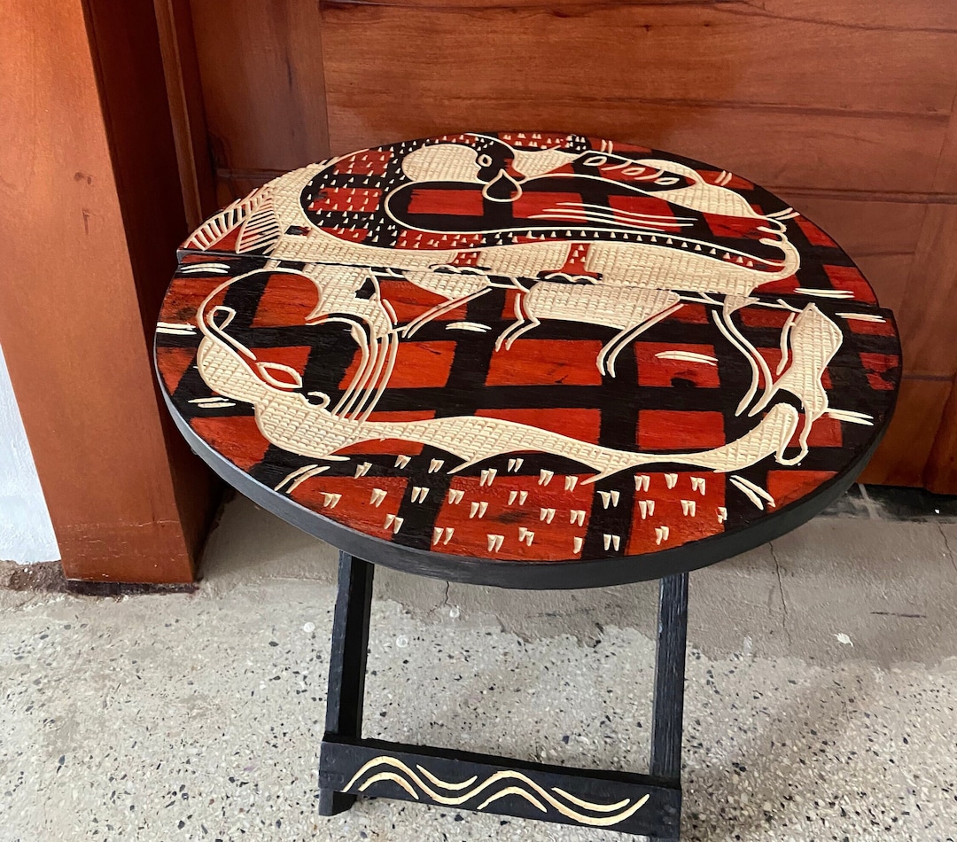 African Wooden Table, Traditional Coffee Table, Hand Carved Wooden ...