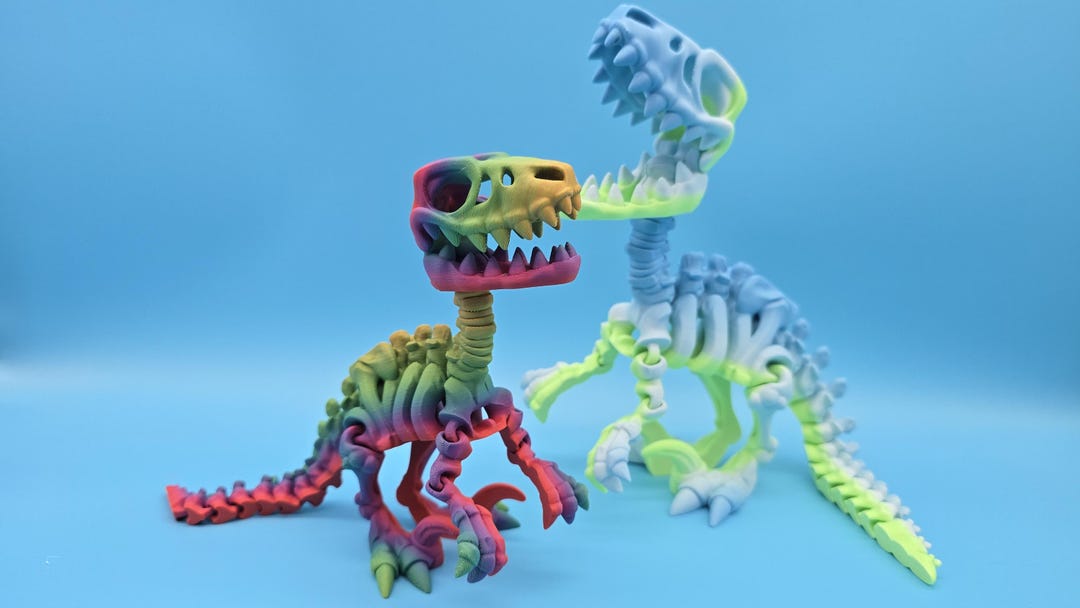 Skeleton Raptor - 4 Sizes & Lots of Colors - Moving Mouth - Articulated ...