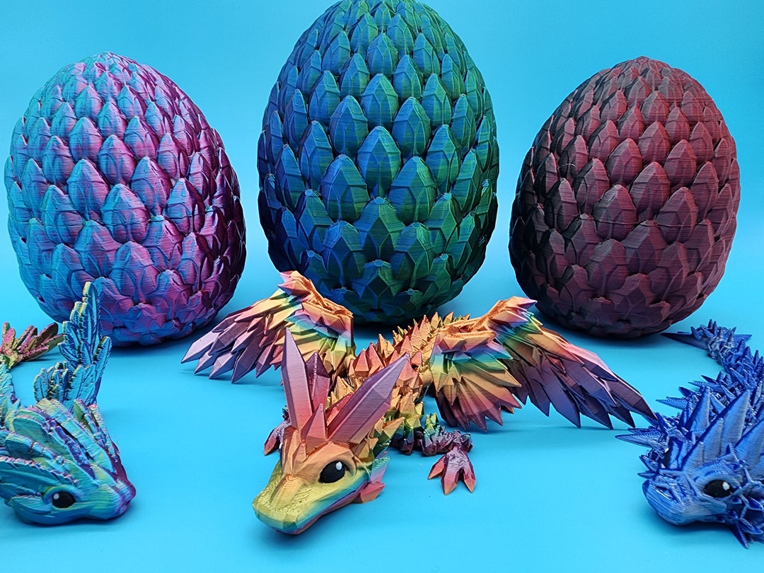3D Dragons and Egg Combo - Articulated Dragon W/ Colored Eyes - 12+ Dragons and Sizes - Many ...