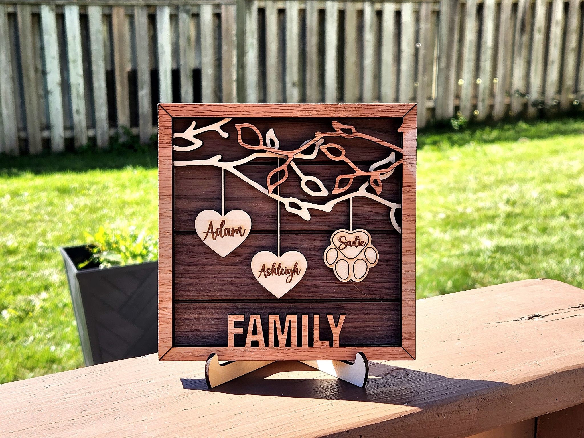 Personalized Wooden Family Tree Pet Paws Grandparent's - Etsy
