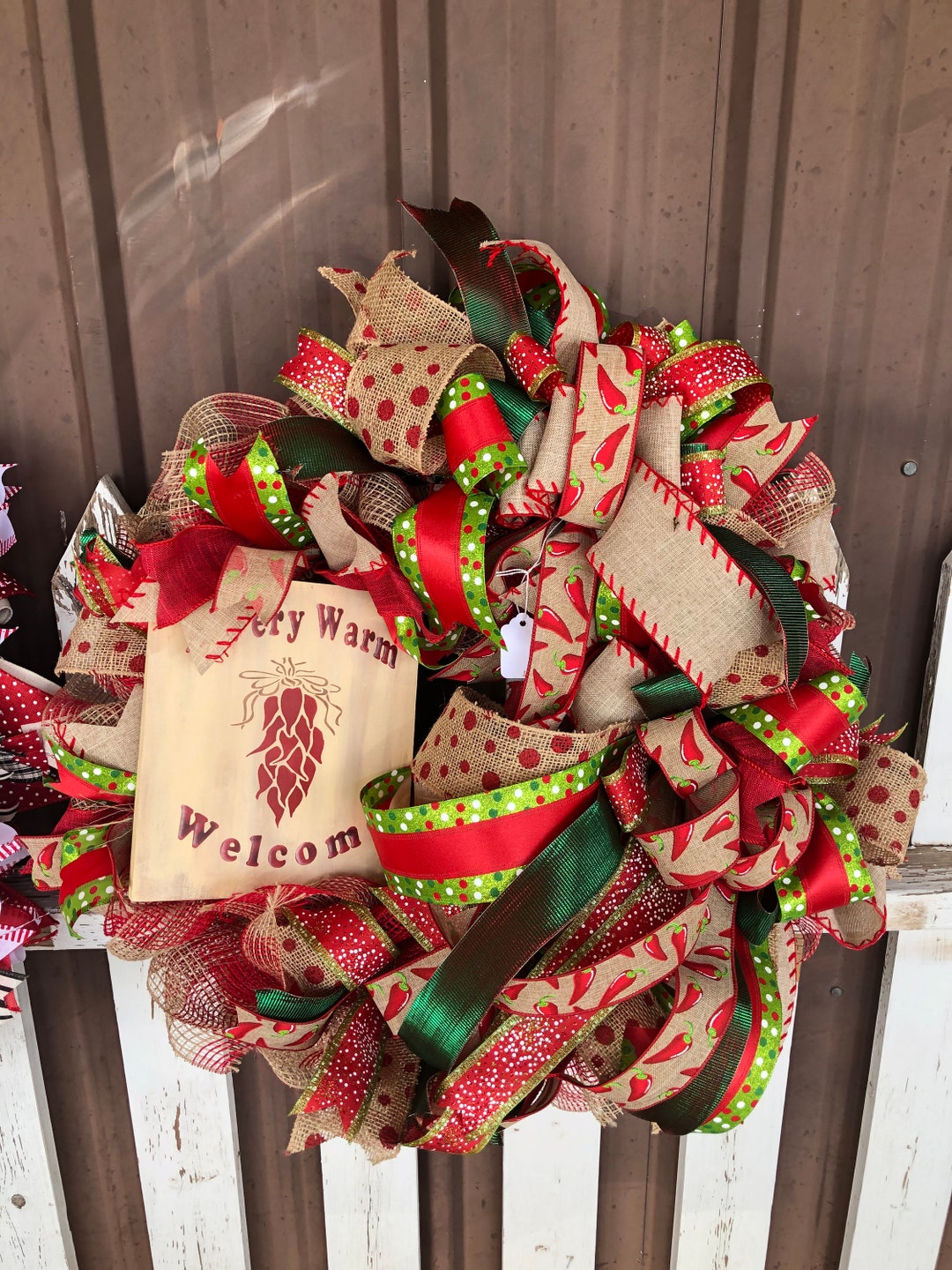 A Very Warm Welcome Red Chile Wreath - Etsy