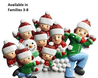 Snowball Fight Snow Family of 5 Personalized Christmas - Etsy