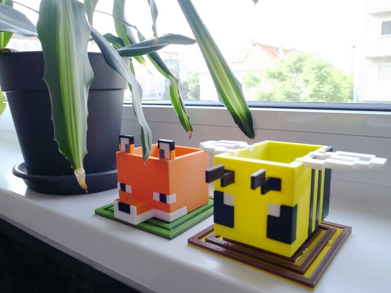 Minecraft Bee 3D Print Planter Cute Plant Pot Drainage - Etsy