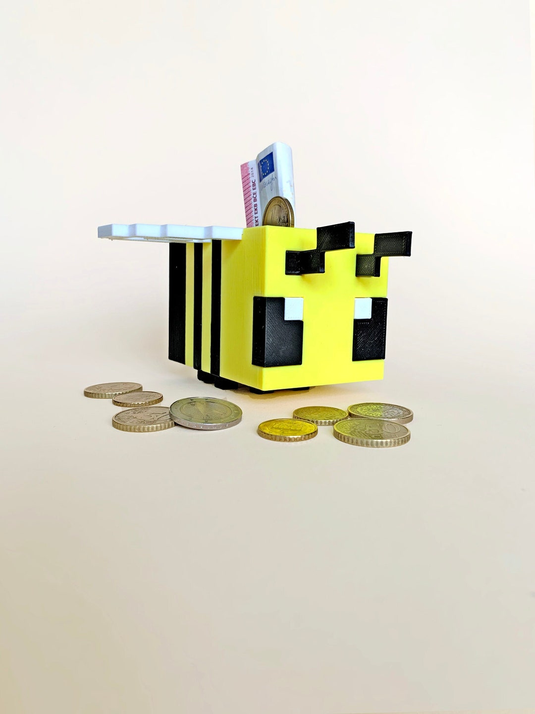 Hucha de abeja de Minecraft / Hucha impresa en 3D, regalo único, decoración de mesa, accesorios ...