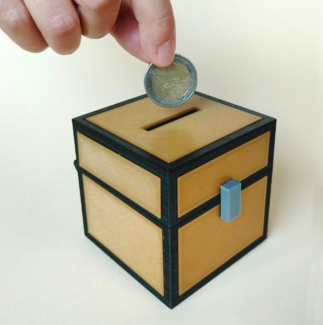 Minecraft Chest Money Bank | 3D Print Piggy Bank, Unique Penny Bank ...