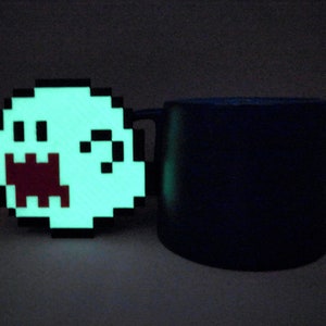 Super Mario Pixel Art Coaster "glow-in-the-dark Neon Boo", 3D Printed ...