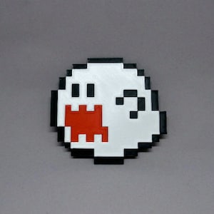 Super Mario Pixel Art Coaster "glow-in-the-dark Neon Boo", 3D Printed ...