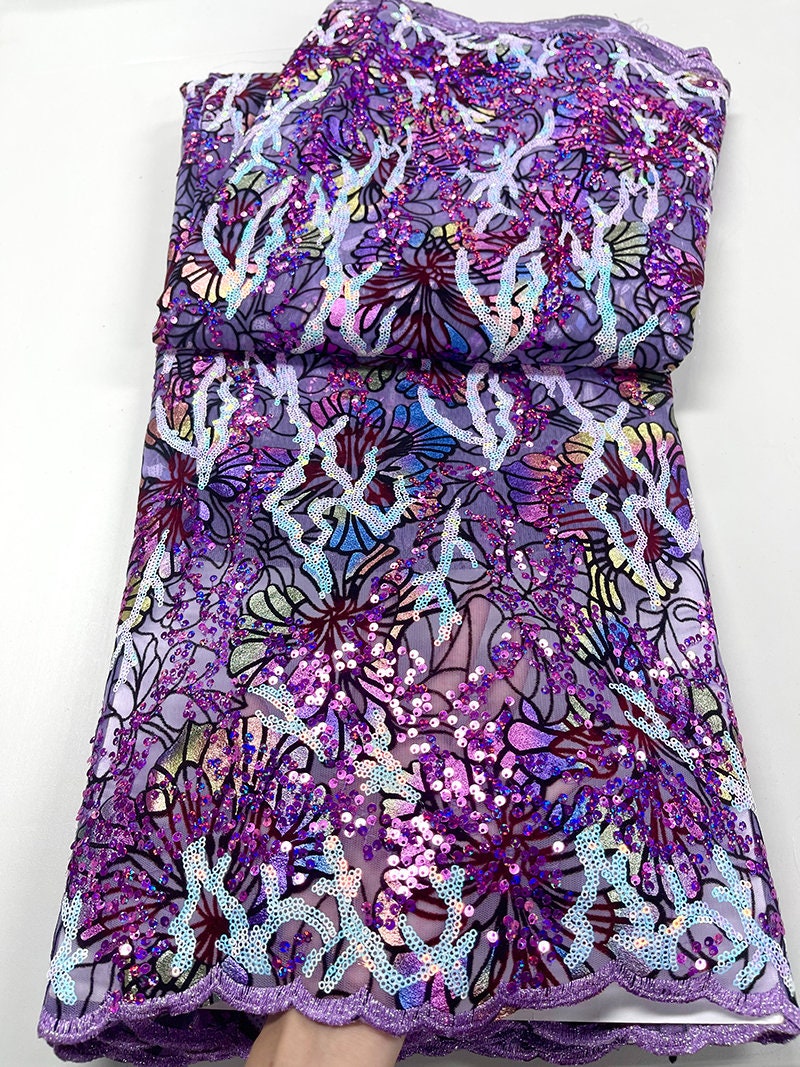 High Quality African French Flocking Velvet Lace Fabric With Sequins ...