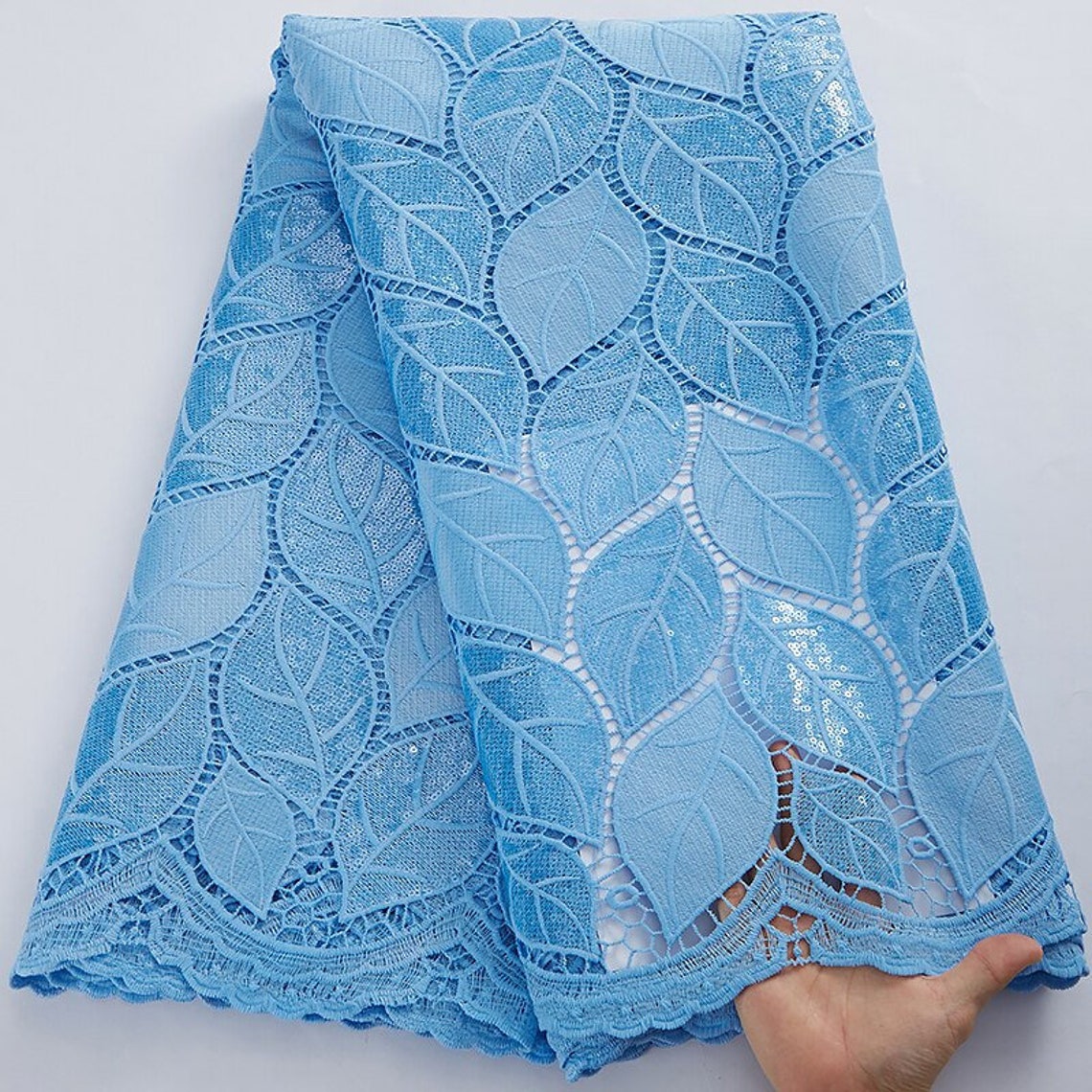 High End Beaded Guipure Cord Lace Fabric With Glittering Sequins ...
