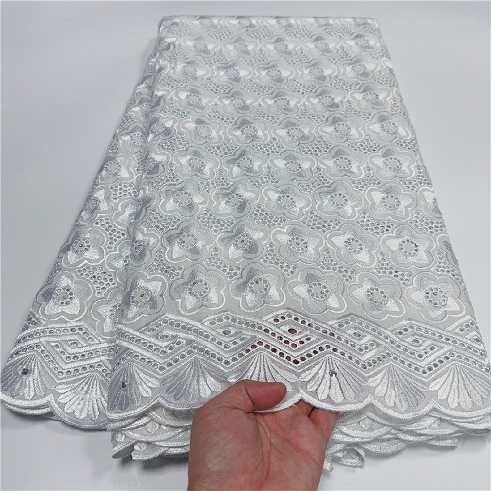 High-end African Cotton Voile Lace With Heavy Beaded Embroidery - 5 ...