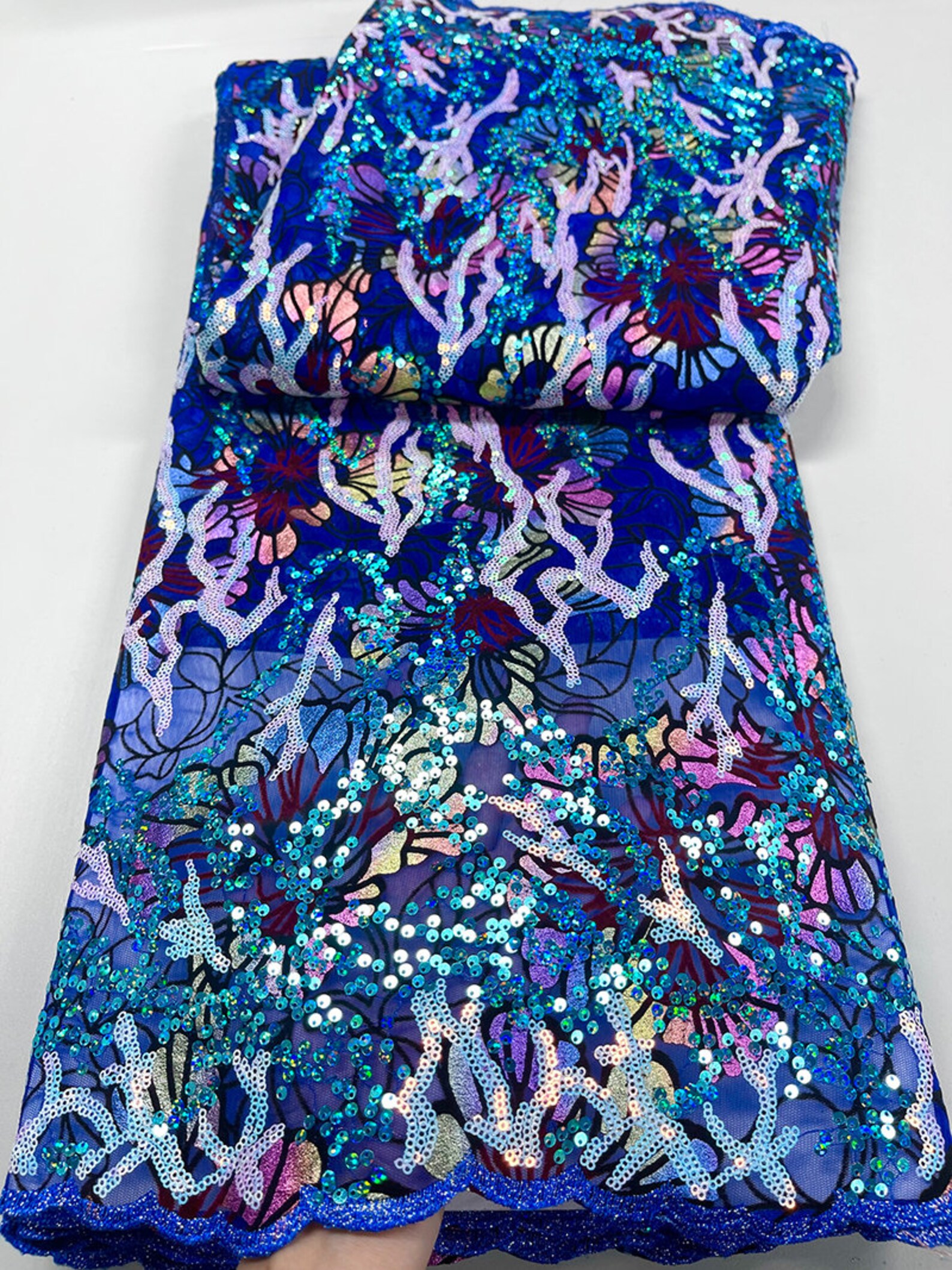 High Quality African French Flocking Velvet Lace Fabric With Sequins ...