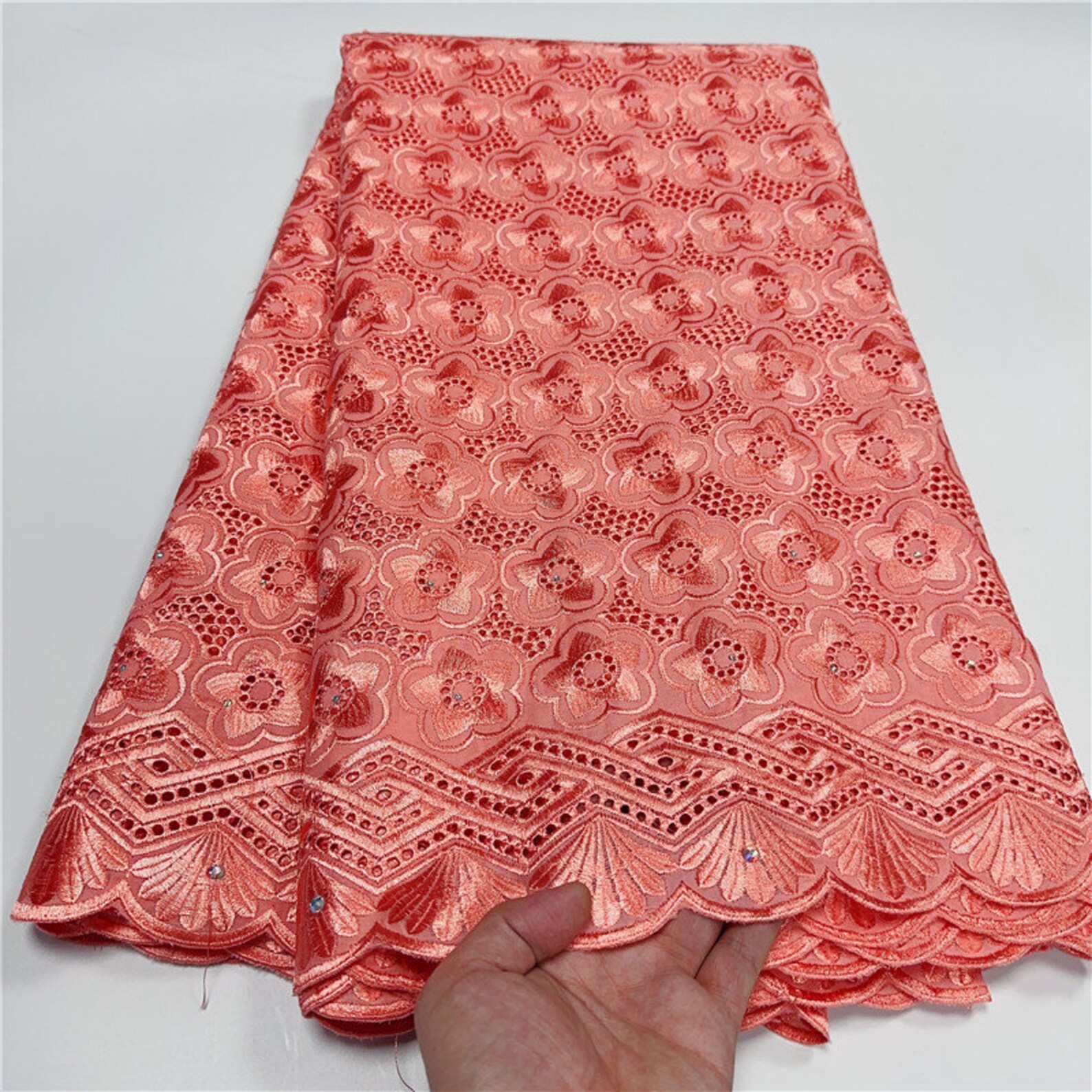High-end African Cotton Voile Lace With Heavy Beaded Embroidery - 5 ...