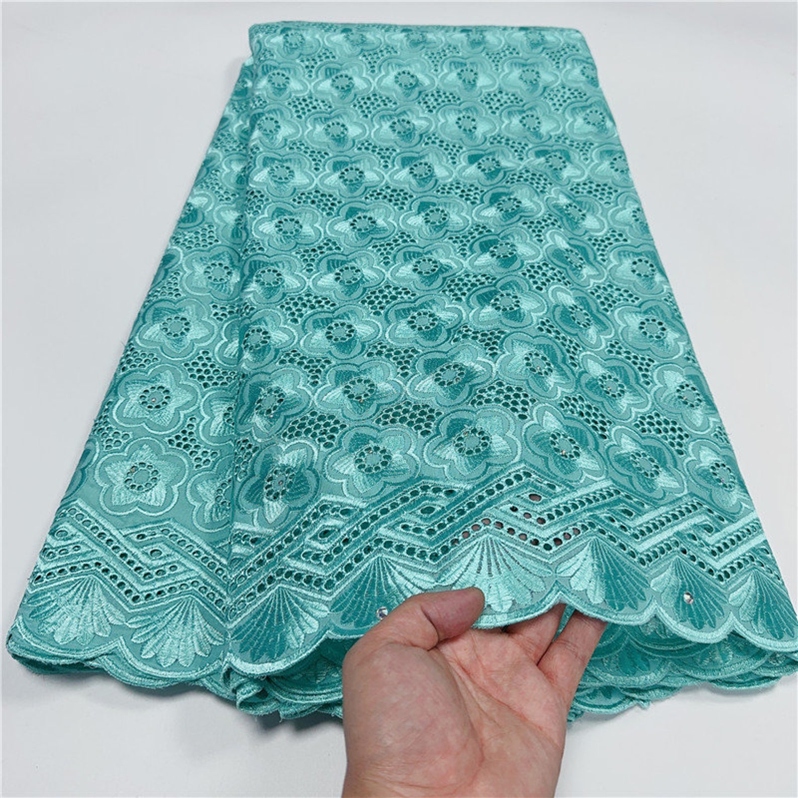 High-end African Cotton Voile Lace With Heavy Beaded Embroidery - 5 ...
