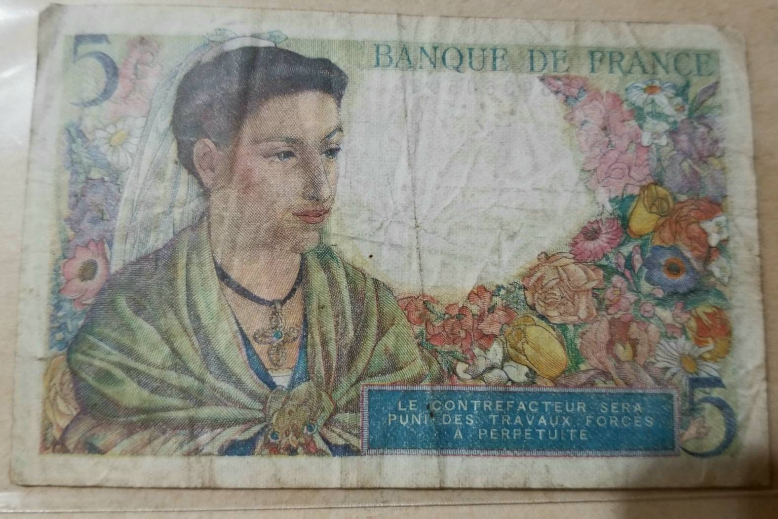 5 Francs Note-1943 cino Francs - Etsy