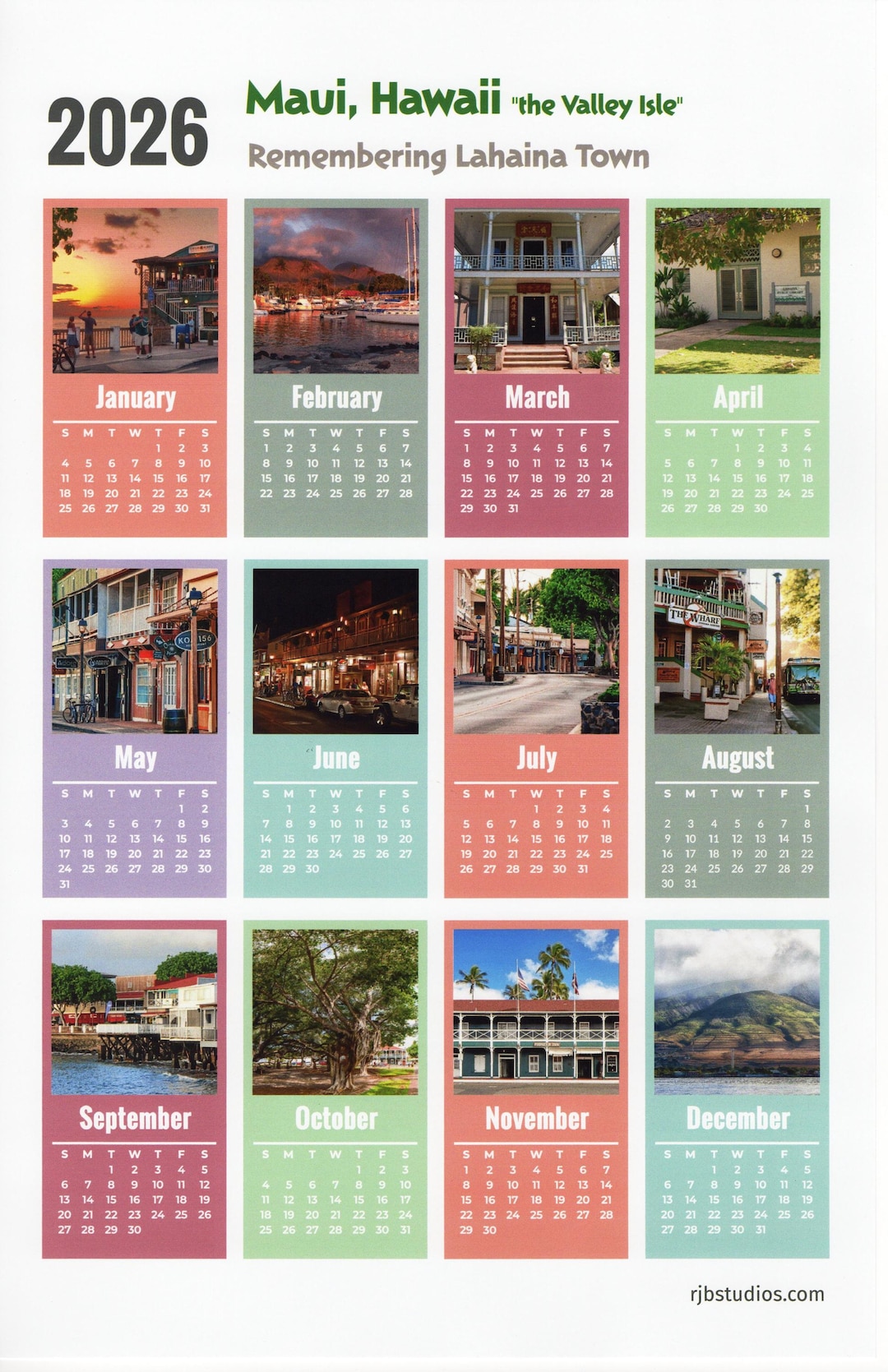 2026 Maui - Remembering Lahaina Town 11x17 Poster Calendar - Etsy