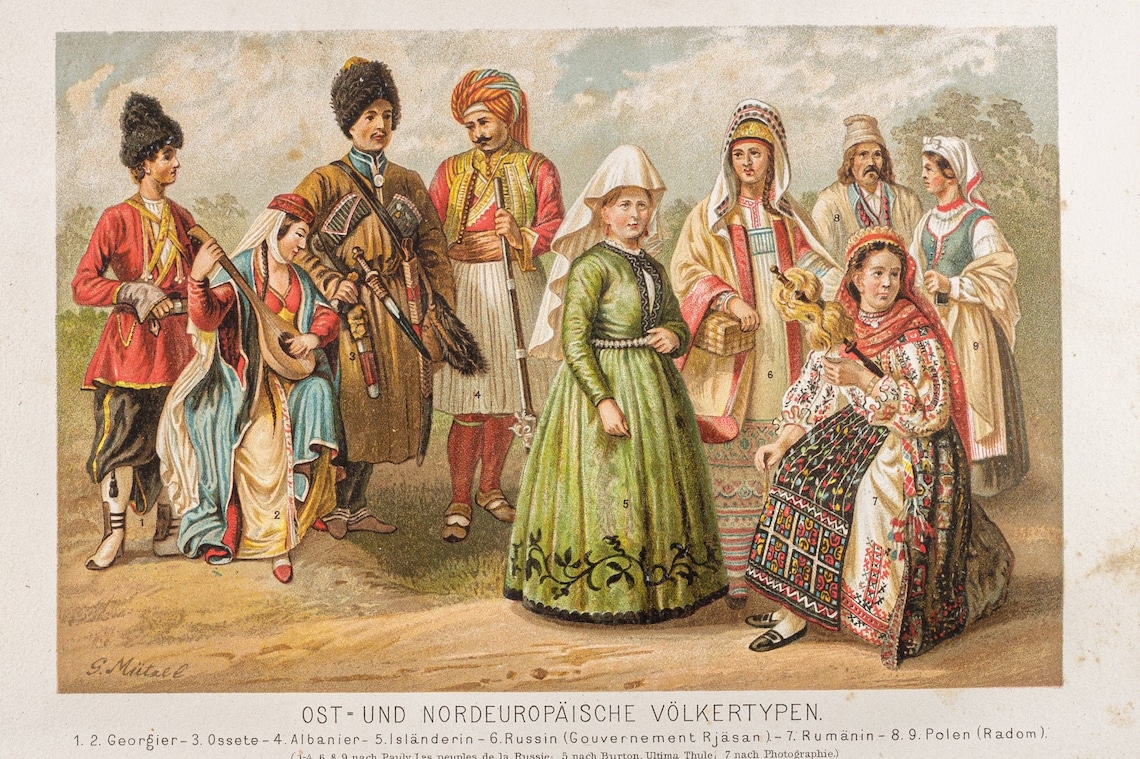 Antique Print of Eastern and Northern European People From - Etsy UK