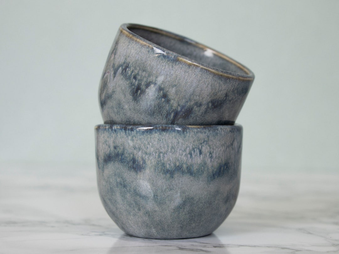 Handmade Blue Ceramic Coffee Beaker Elegant Handleless Cup - Etsy