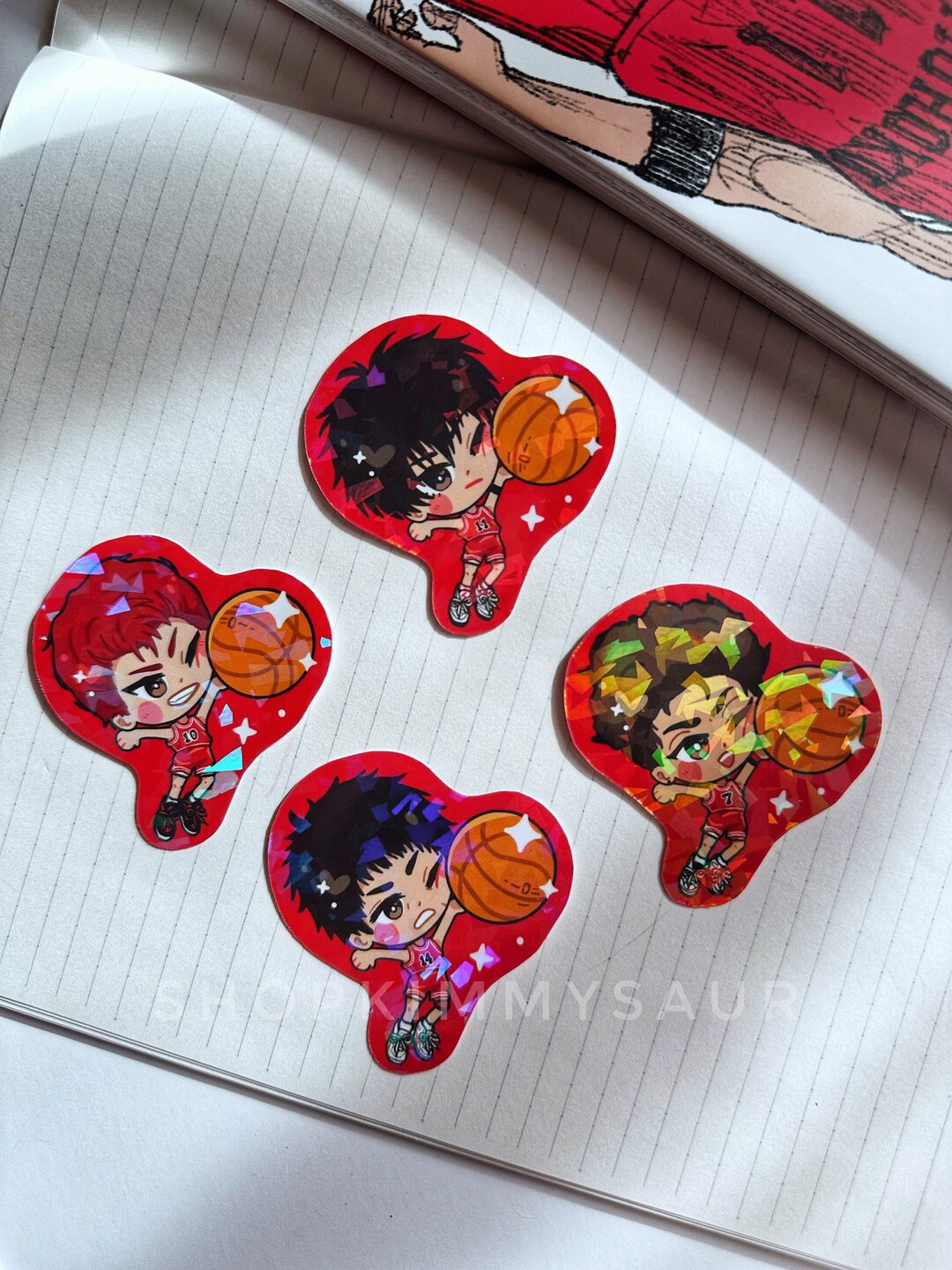 Chibi Slam Dunk Stickers | Holographic 90s Anime Basketball Stickers - Etsy