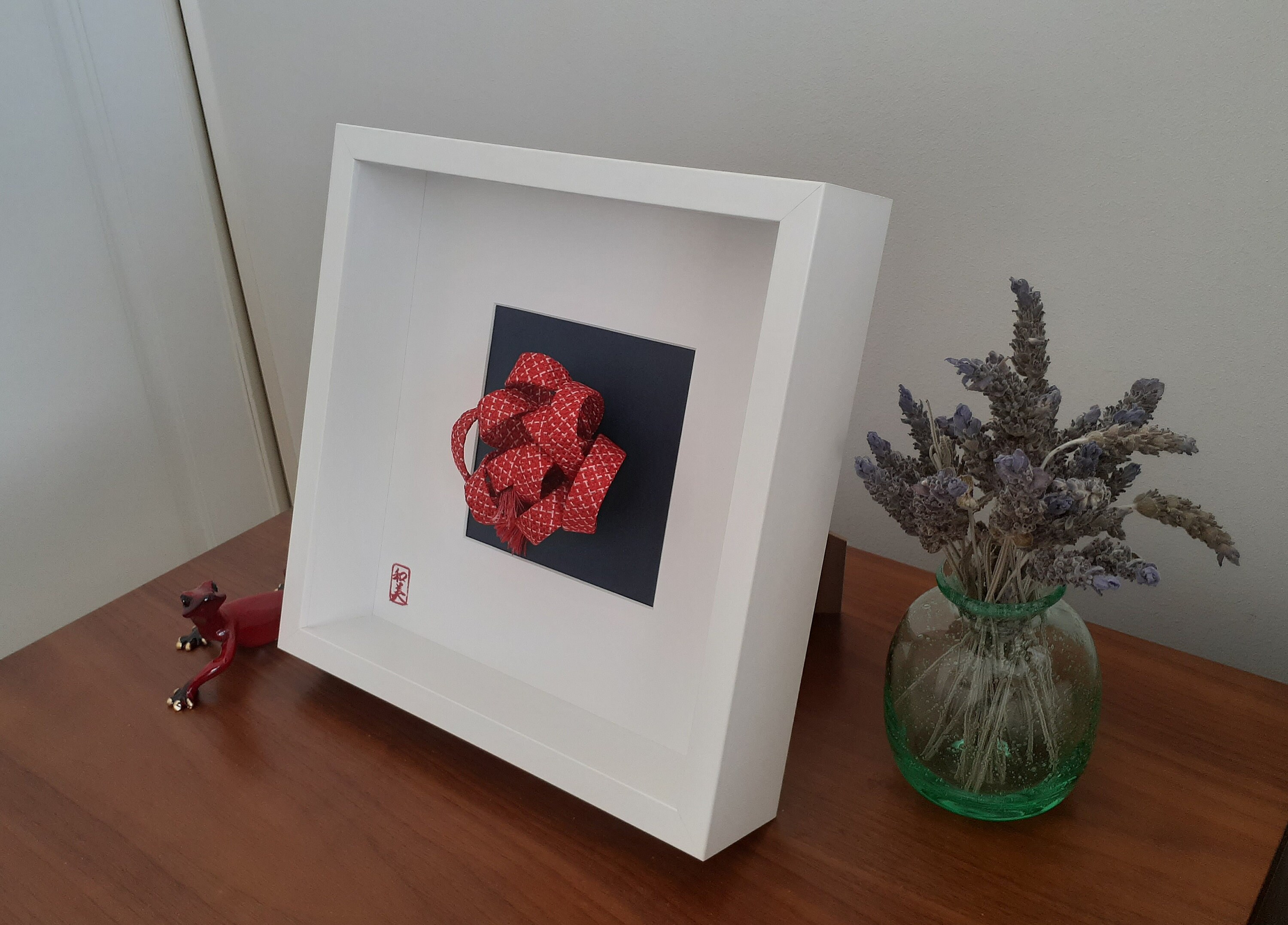 Japanese Wall Art Framed Original Handmade Silk String obihimo Asian ...