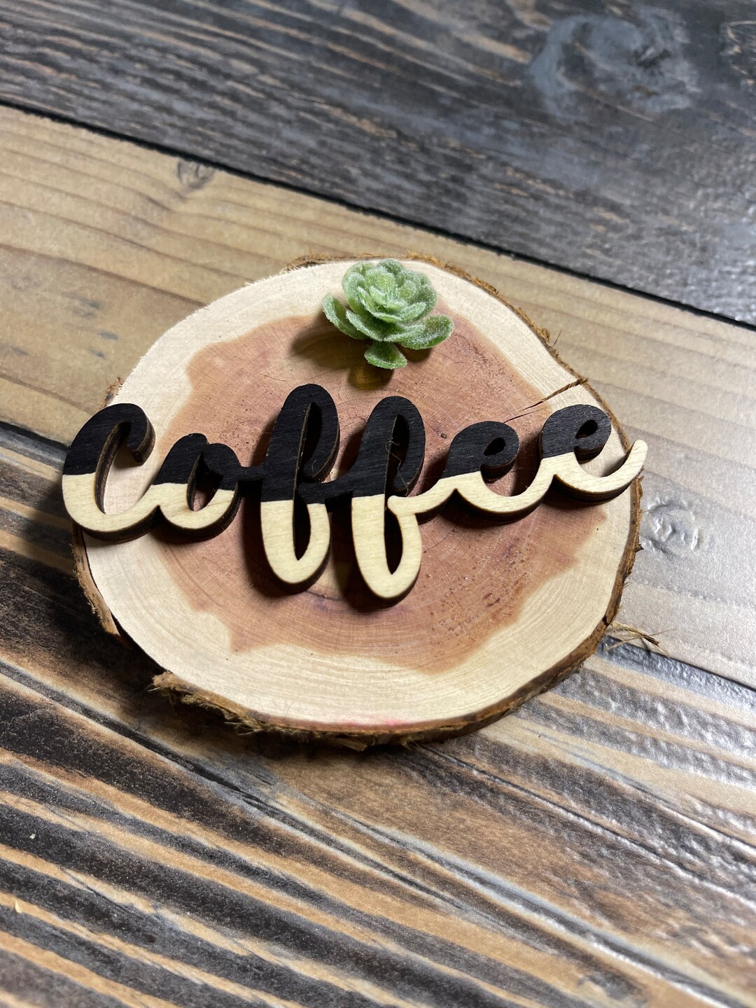 Rustic Wood Decor - Coffee - Wood Slice Ornament- Rearview Mirror ...