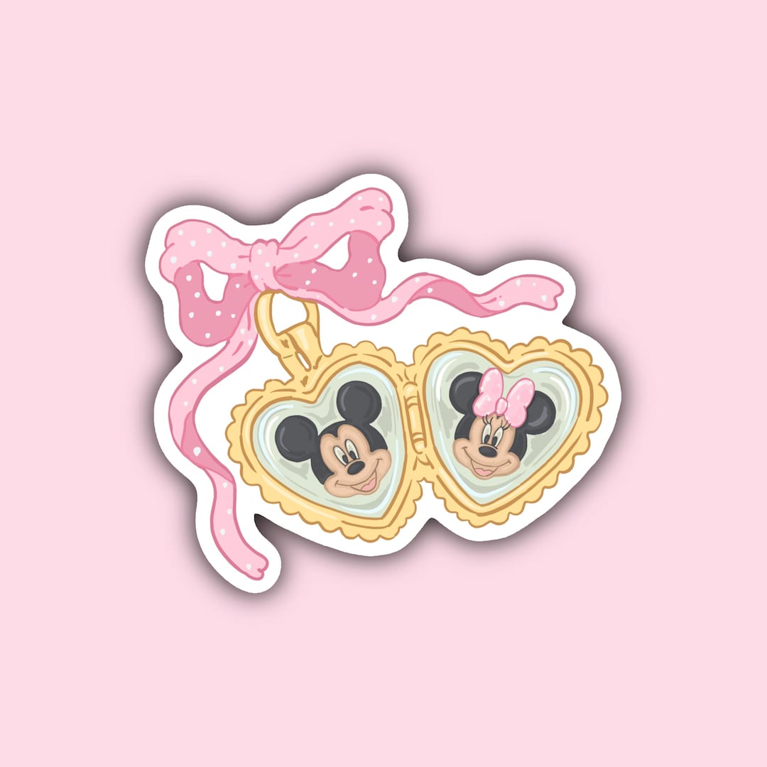 Mickey Mouse Heart Locket Sticker, Mickey and Minnie Mouse Heart Locket ...