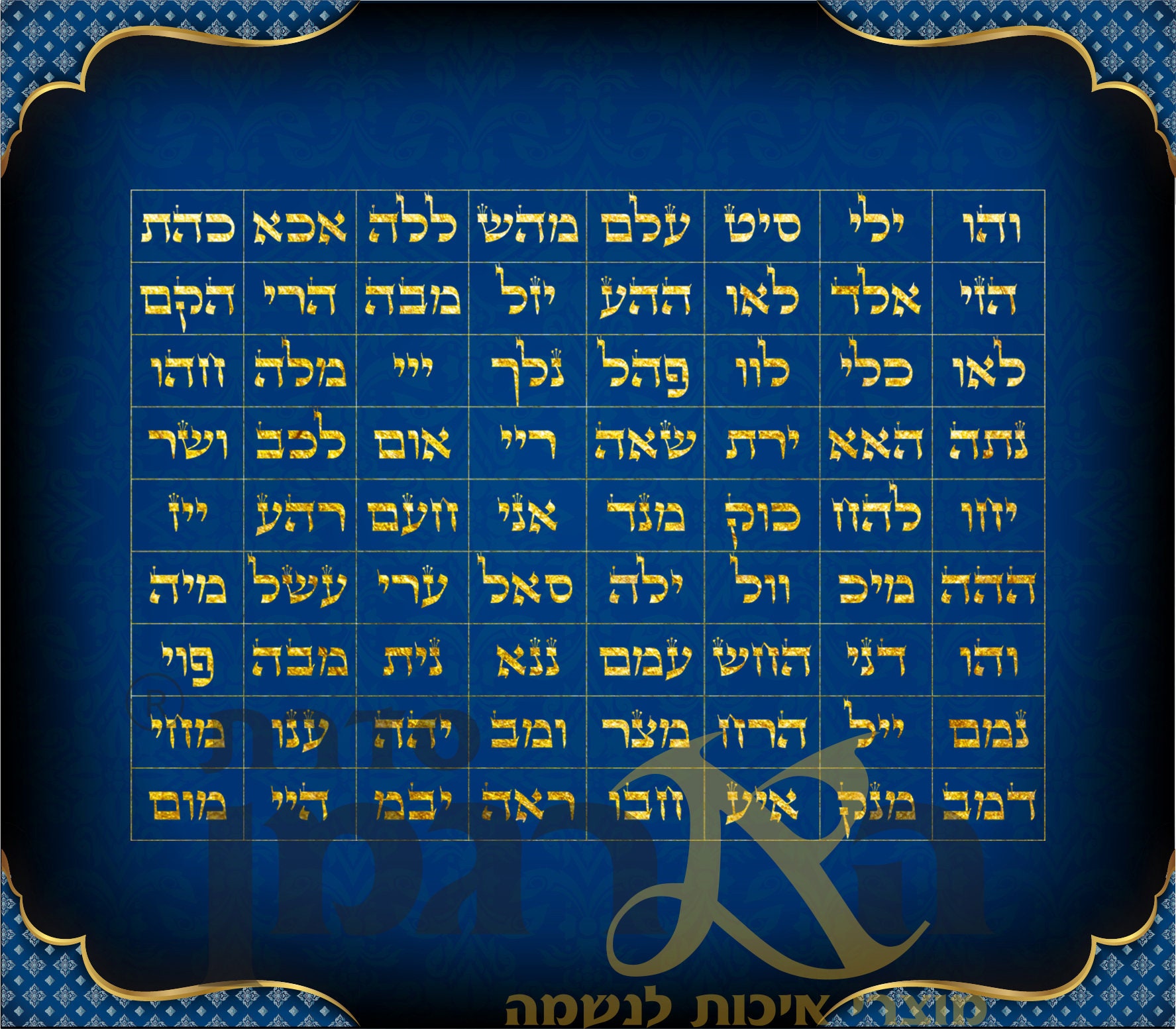 Large print of The 72 Names of God art Kabbalah 72 Names of | Etsy