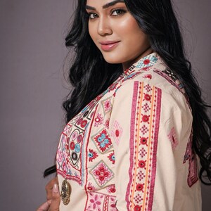 Full Sleeves Bohemian Kutch Cotton Jacket With Mirror Work, Embroidered ...