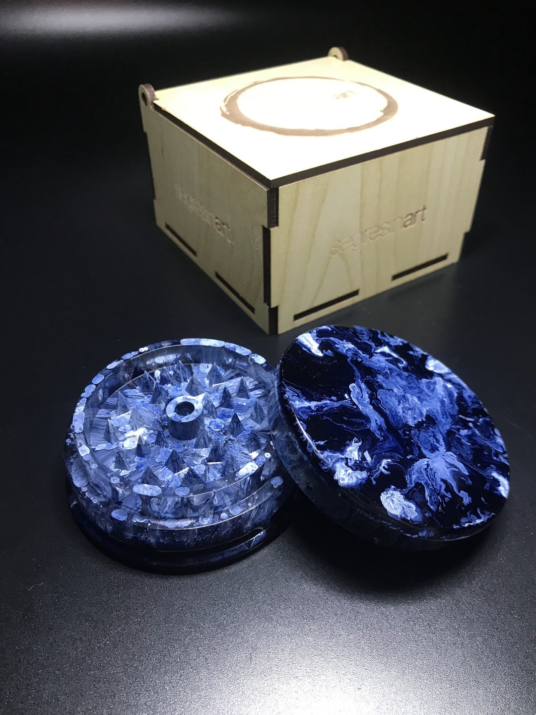 Navy Blue Resin Grinder, Epoxy Ashtray, Tobacco Tray, Navy Blue ...