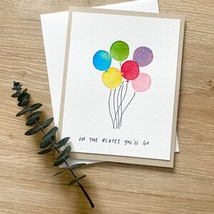 Hand Painted Graduation Card Colorful Balloons Congrats - Etsy