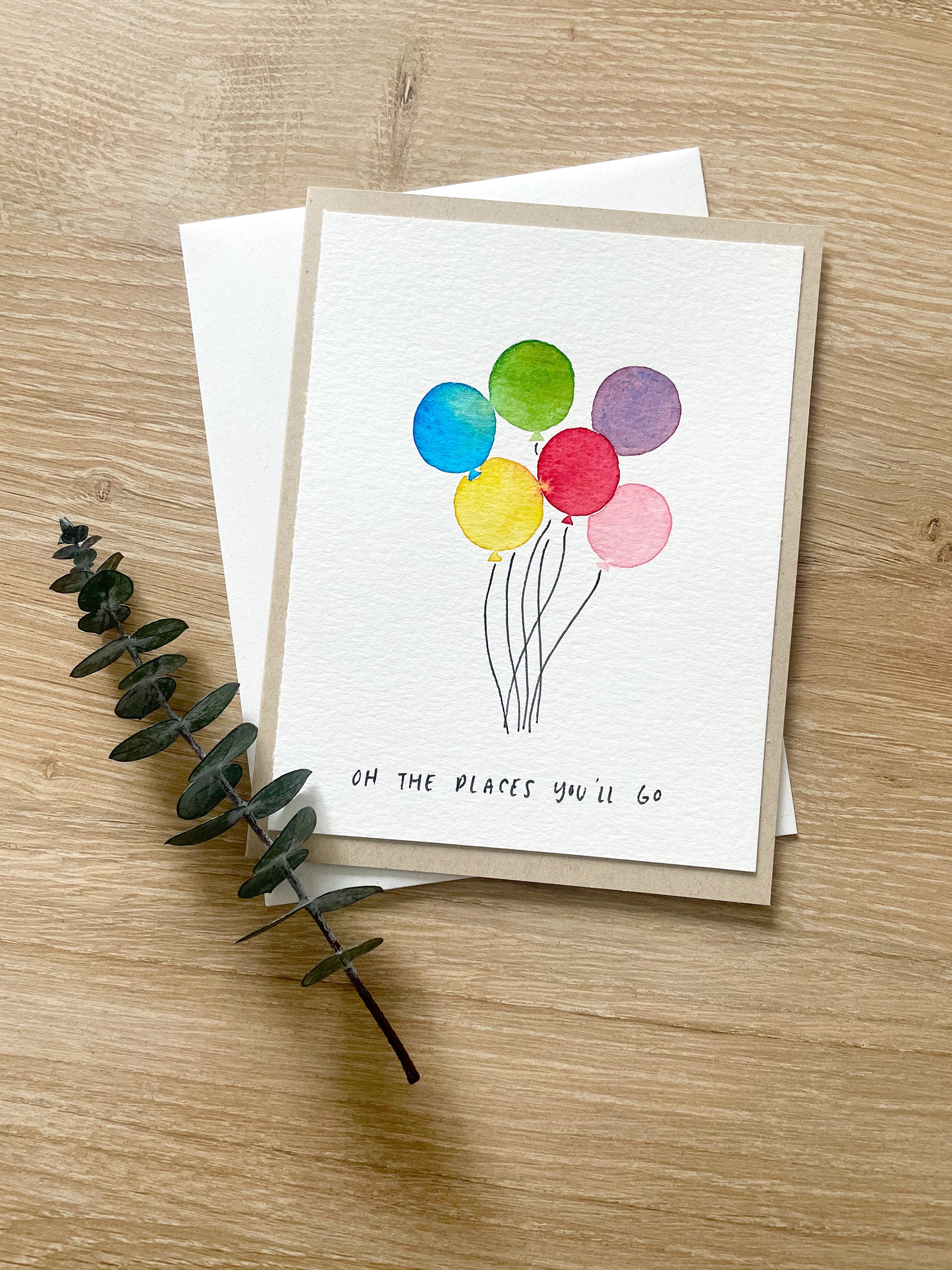 Hand Painted Graduation Card Colorful Balloons Congrats | Etsy