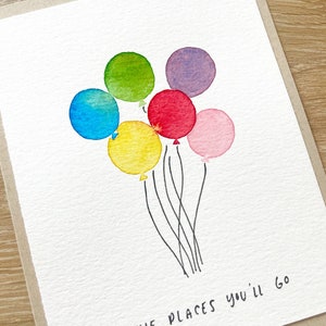 Hand Painted Graduation Card Colorful Balloons Congrats - Etsy