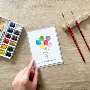 Hand Painted Graduation Card Colorful Balloons Congrats - Etsy