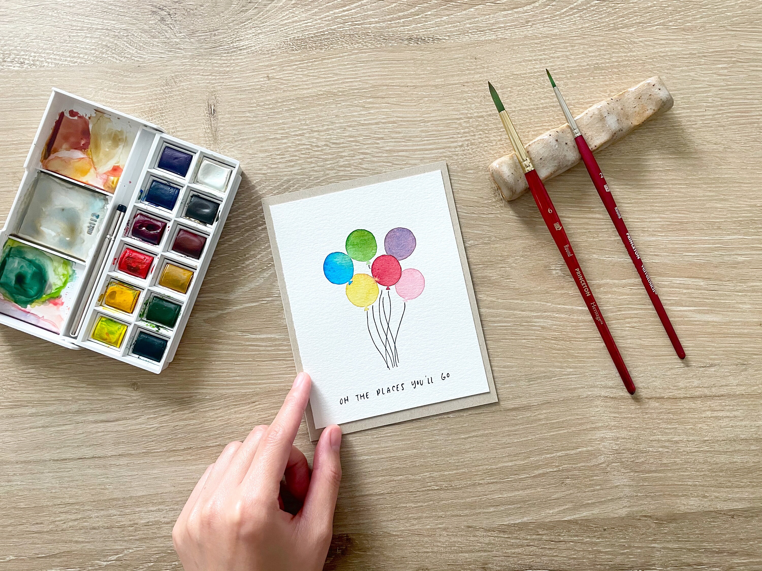 Hand Painted Graduation Card Colorful Balloons Congrats | Etsy