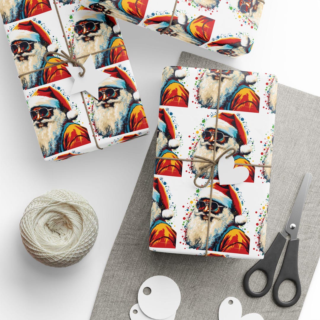 Black Santa Gift Wrap, Santa Black Santa Gift Wrapping Paper, Free ...