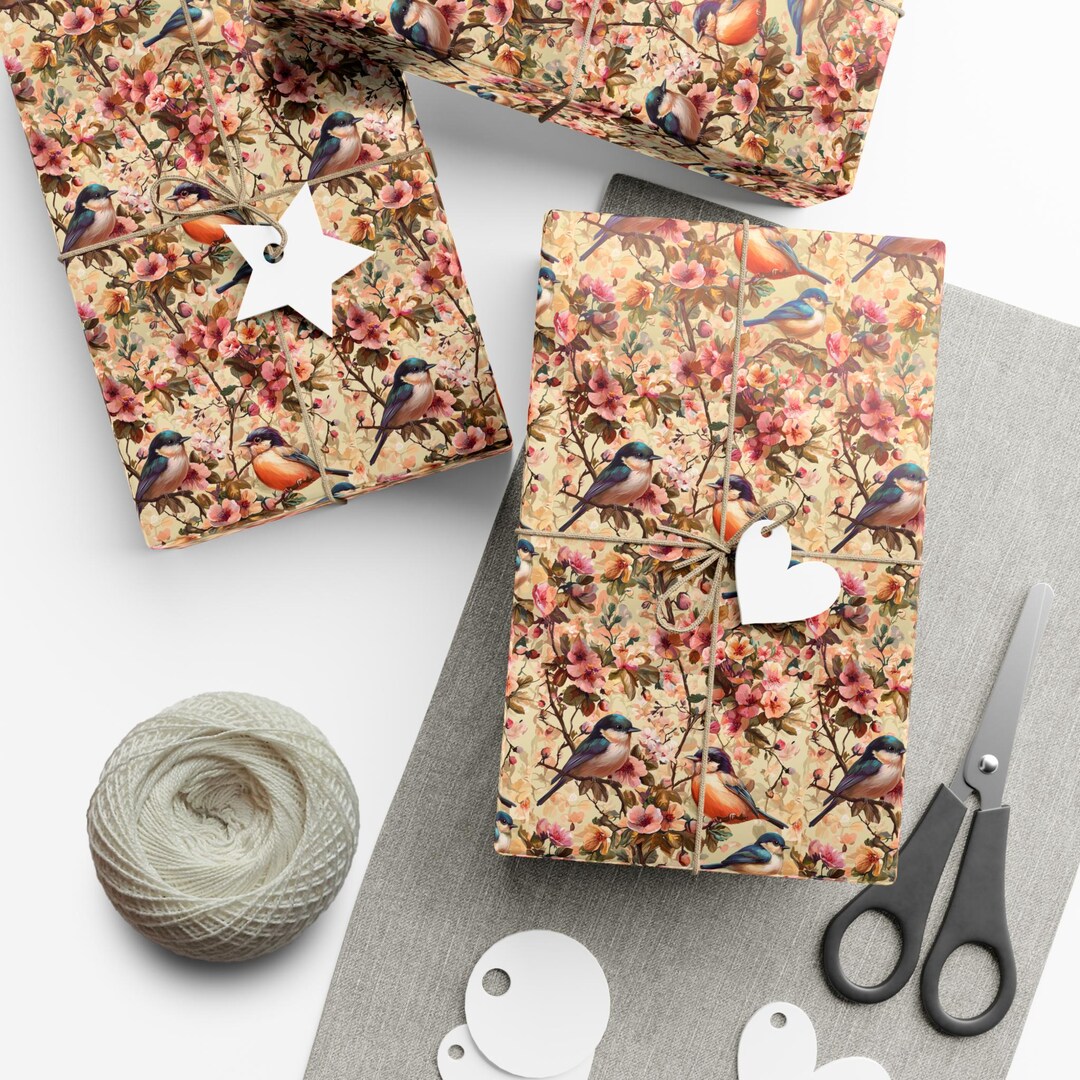 Love Birds, Gift Wrap, Wrapping Paper, Free Shipping, 30x36, 30x72 ...