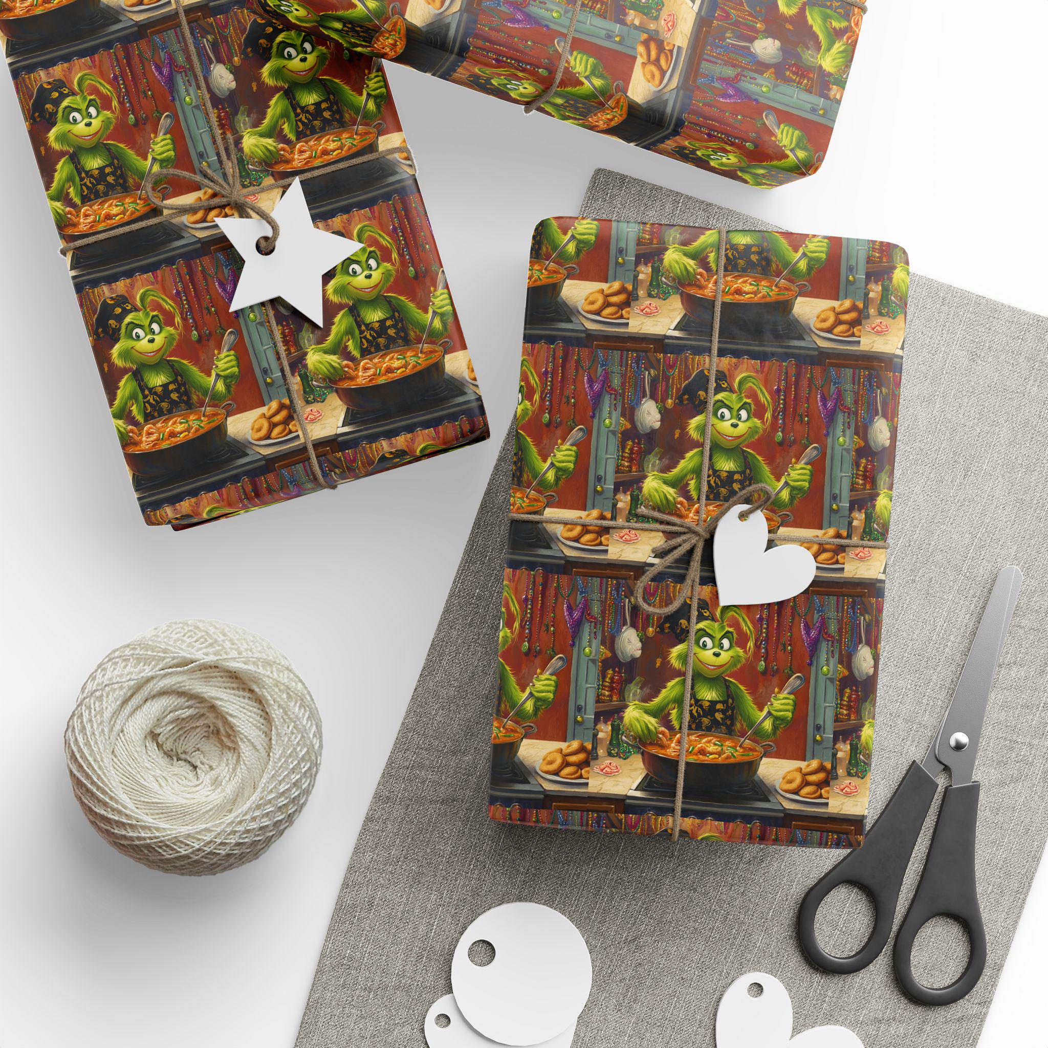 Gumbo Cookin Grinch Gift Wrap Eco-friendly Wrapping Paper Christmas and ...