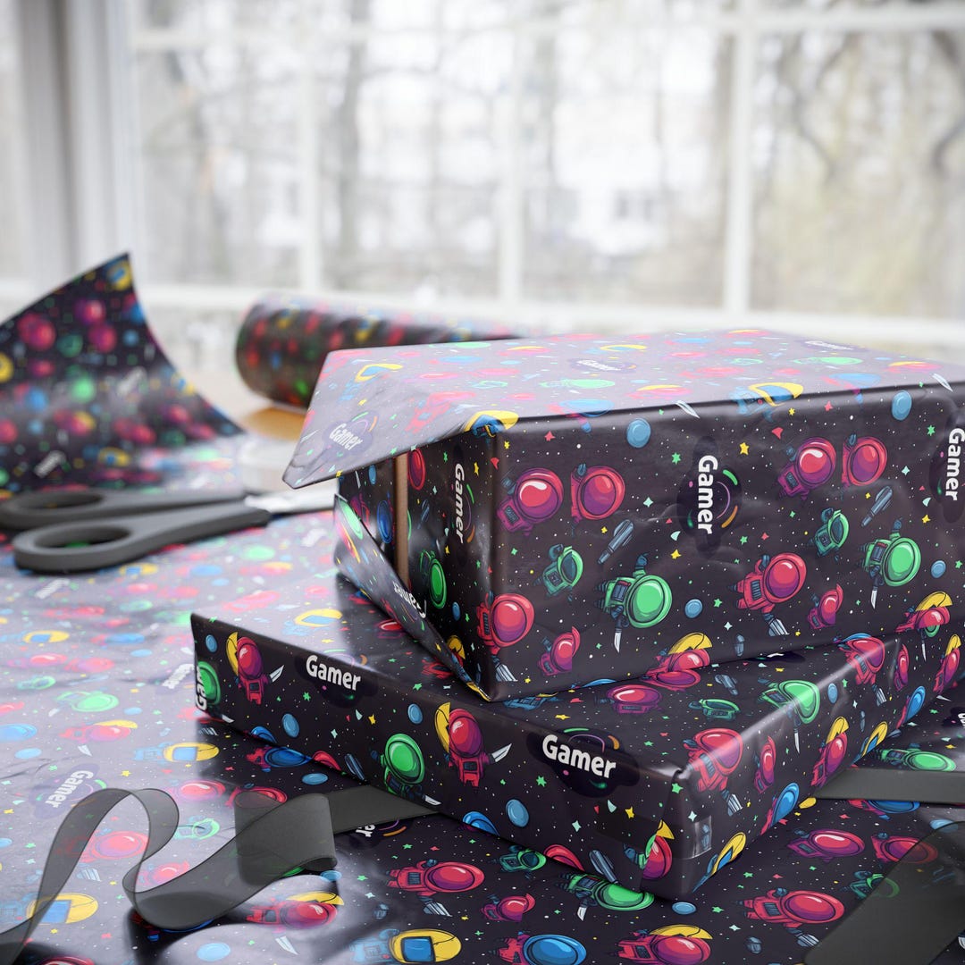 Among Us Lovers Gift Wrap Colorful Among Us Wrapping Paper for Gamers ...