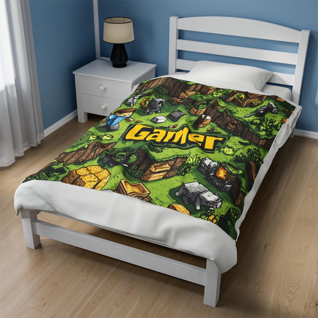Level up Your Comfort: Gamer Collection Velveteen Plush Blanket Perfect ...